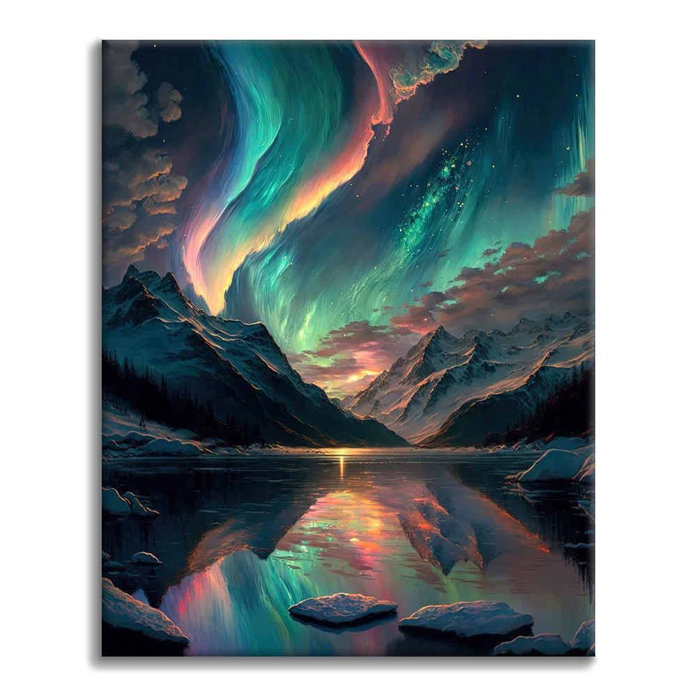 Colourful aurora borealis - Paint by Numbers – Cheerful painting® (UK)