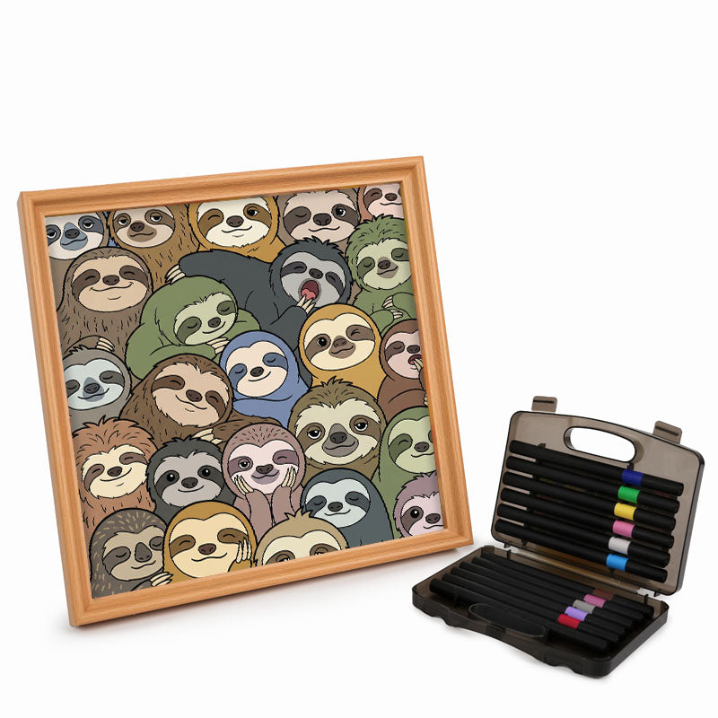 Lazy Sloths - Wooden Coloring Puzzle – Cheerful painting® (UK)