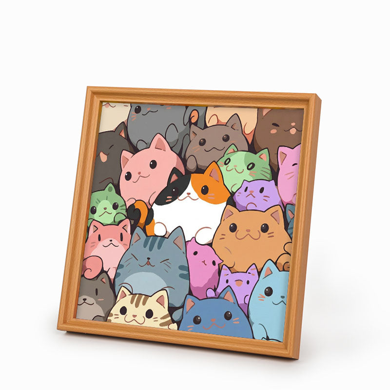 Round Little Kittens - Wooden Coloring Puzzle – Cheerful painting® (UK)