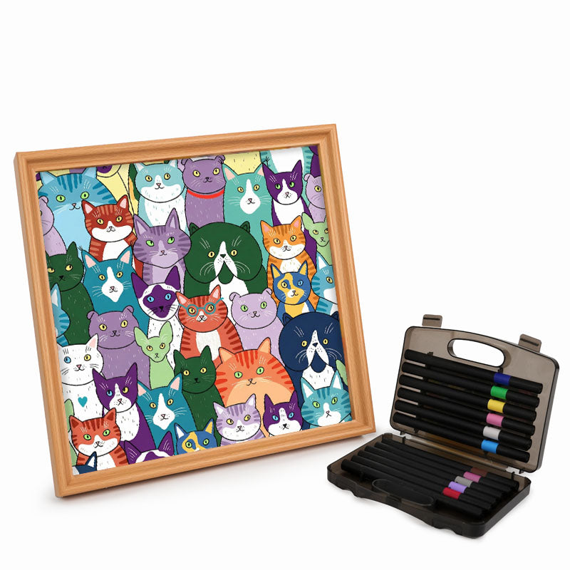 Strange Cats - Wooden Coloring Puzzle – Cheerful painting® (UK)